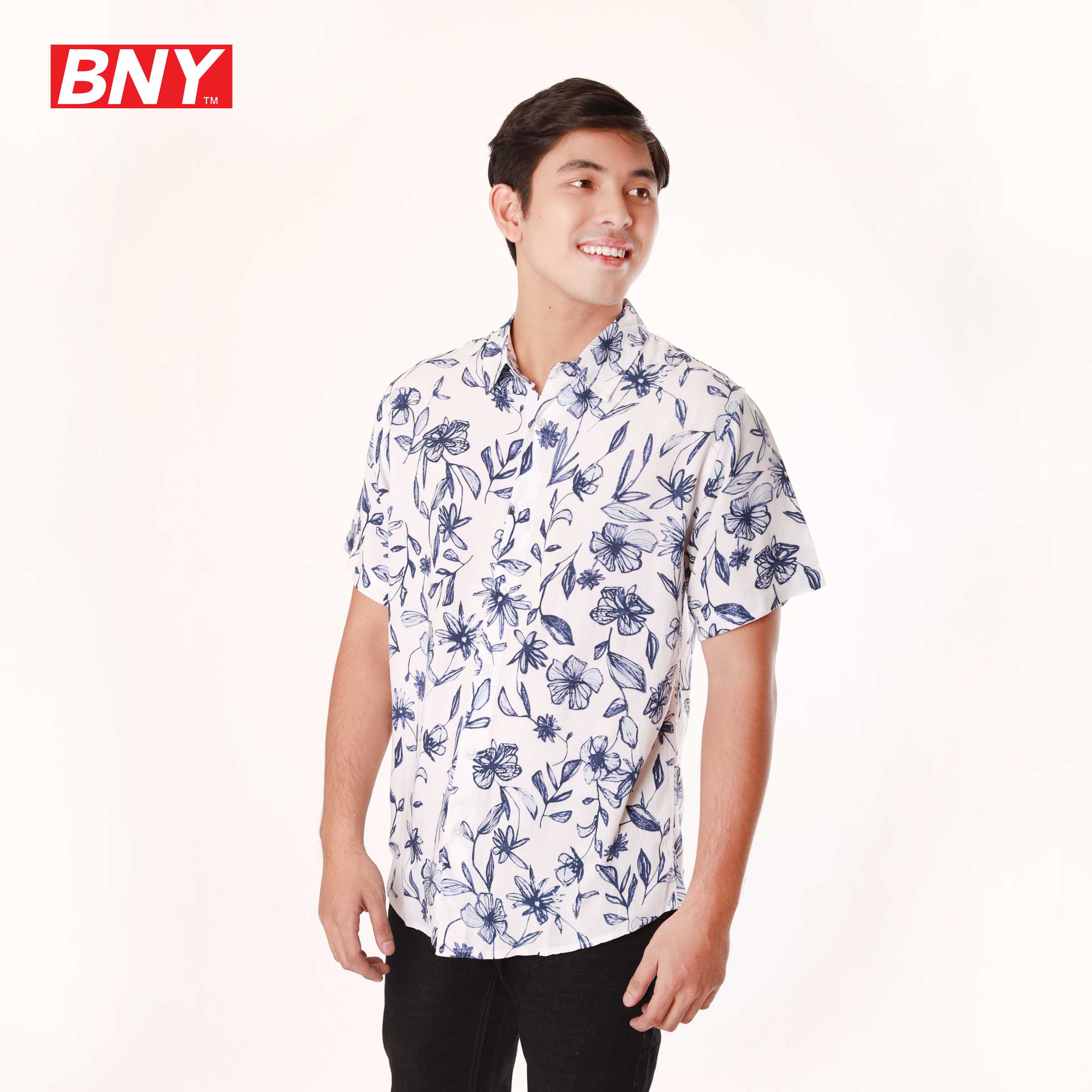 Mens Floral Short Sleeve Button Down Rayon Shirt 554 Bny Jeans
